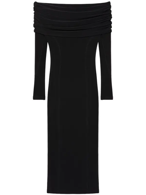 AZ FACTORY X Lutz Huelle Fatna Off-shoulder Long-sleeve Midi Dress - Black
