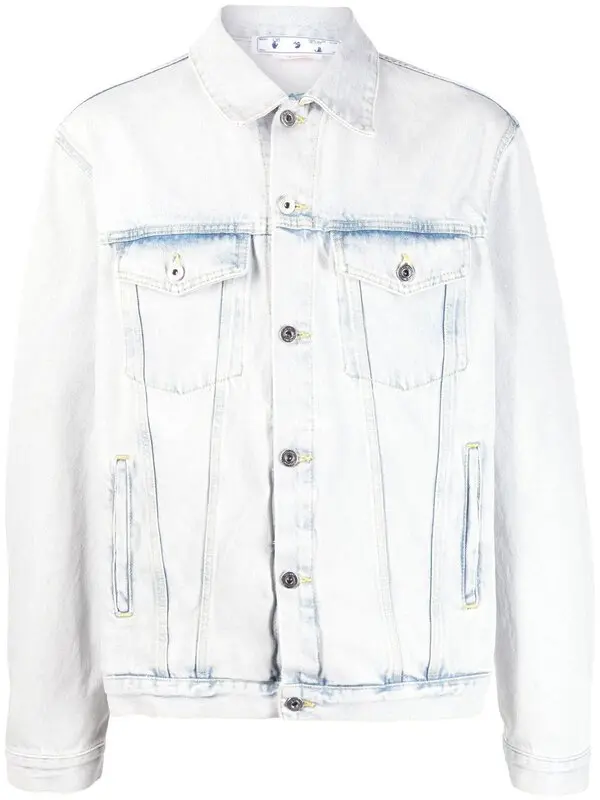 Off-White Bleached-effect Denim Jacket - Blue