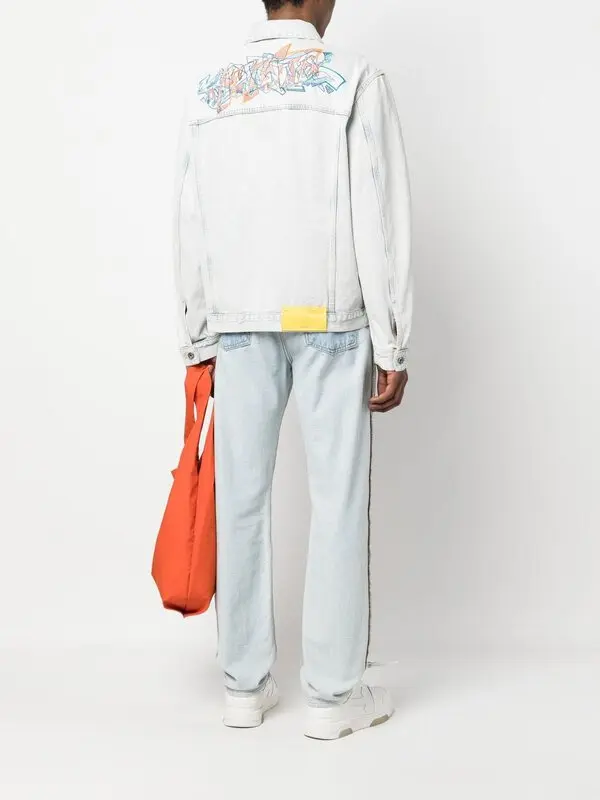 Off-White Bleached-effect Denim Jacket - Blue