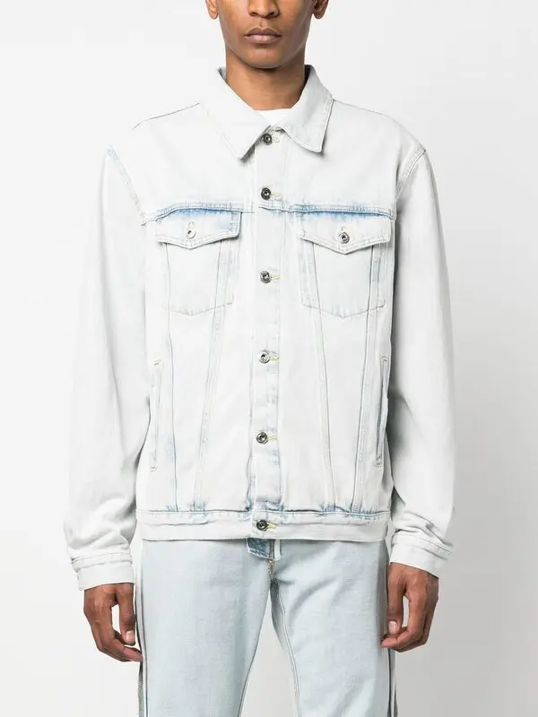 Off-White Bleached-effect Denim Jacket - Blue