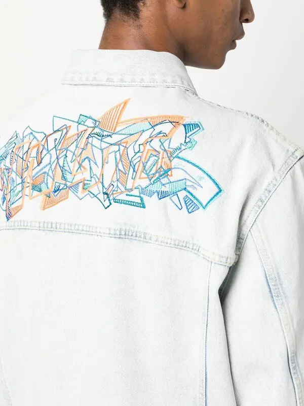 Off-White Bleached-effect Denim Jacket - Blue