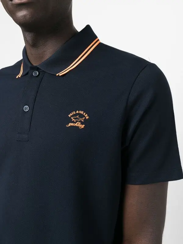 Paul & Shark Logo-print Short-sleeve Polo Shirt - Blue