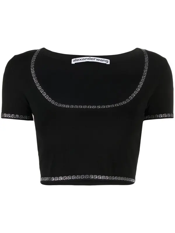 Alexander Wang Scoop-neck Cropped T-shirt - Black
