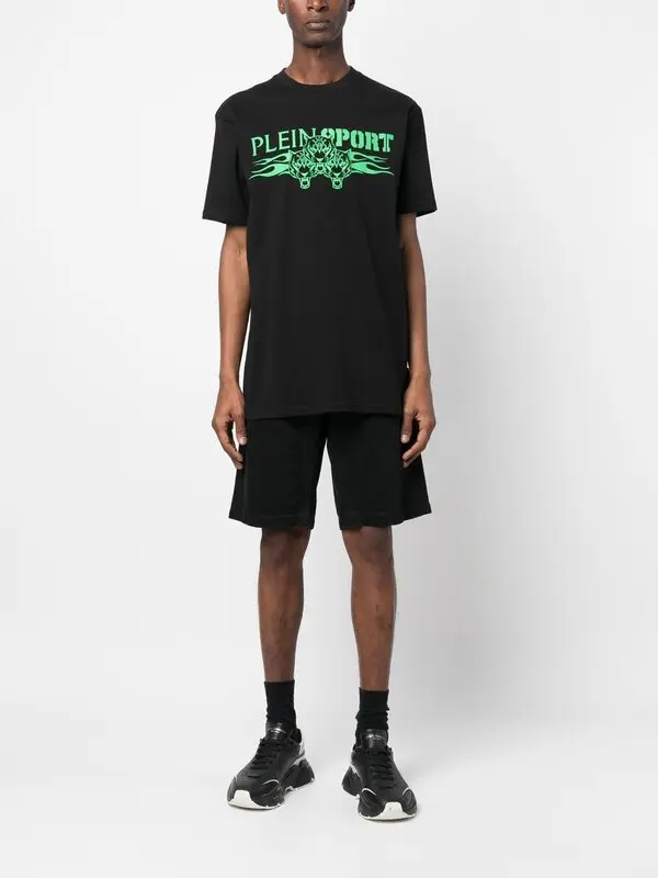 PLEIN SPORT Crew Neck Logo-print T-shirt - Black