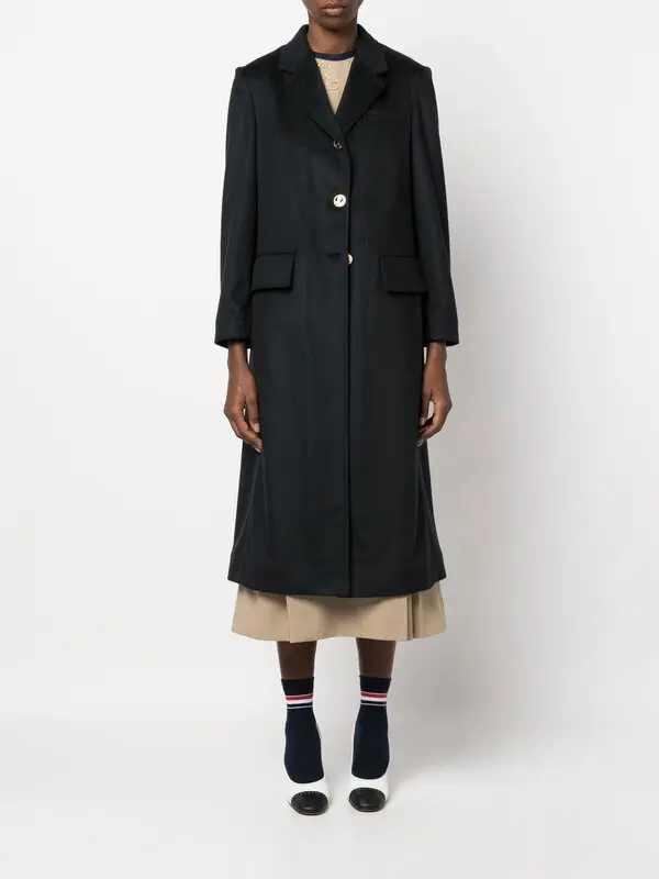 Thom Browne Wide-lapel Single-breasted Overcoat - Blue