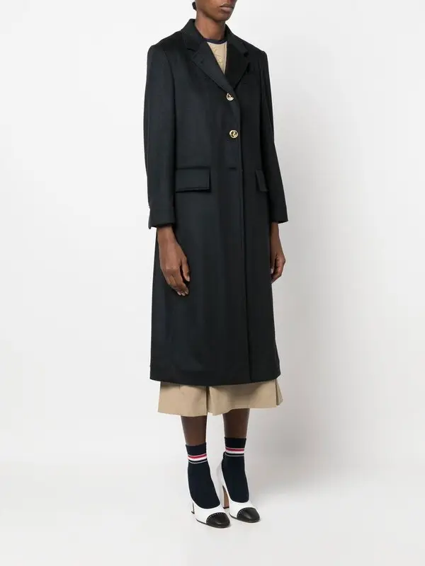 Thom Browne Wide-lapel Single-breasted Overcoat - Blue
