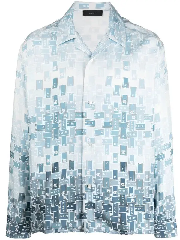 Amiri Gradient Tape-print Silk Shirt