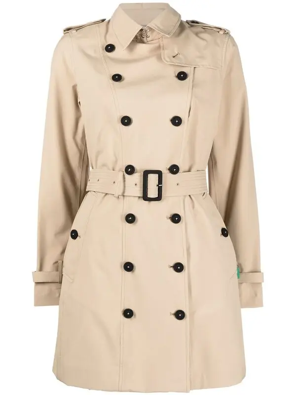 SAVE THE DUCK Lightweight Double-breasted Trench Coat - Brown