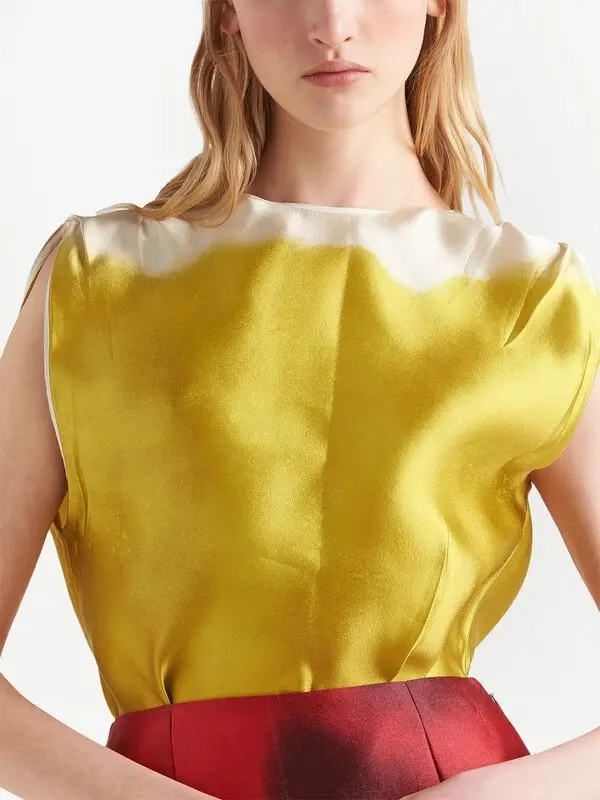 Prada Two-tone Silk Satin Blouse