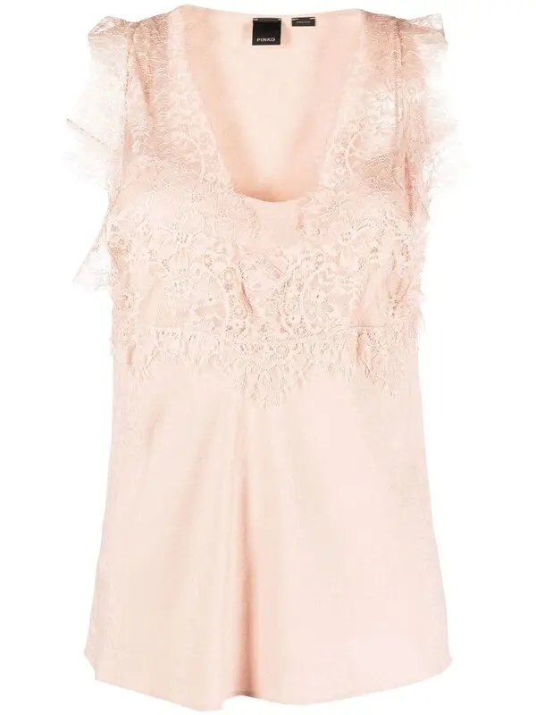 Pinko Semi-sheer Lace-panelled Top