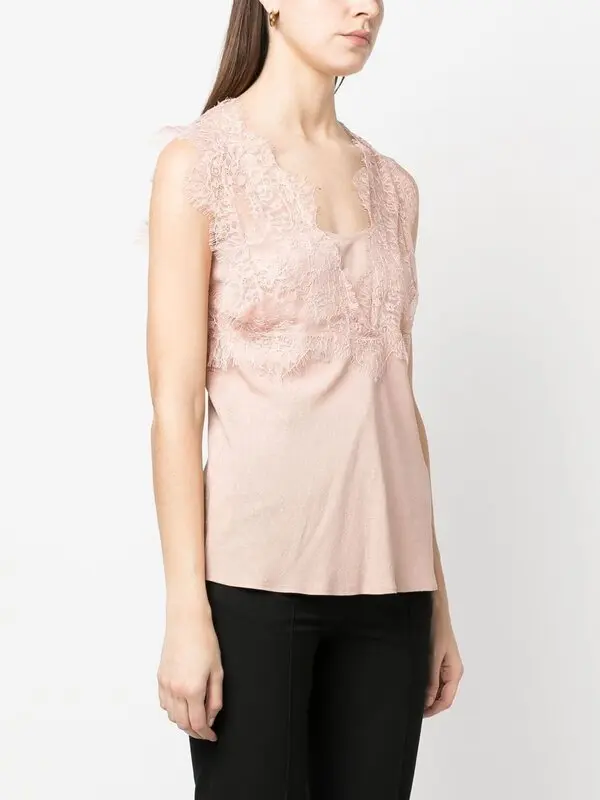 Pinko Semi-sheer Lace-panelled Top