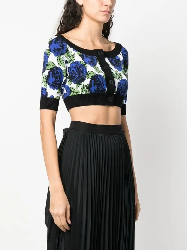 Philosophy Di Lorenzo Serafini Rose-print Cropped Cardigan
