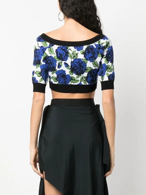 Philosophy Di Lorenzo Serafini Rose-print Cropped Cardigan