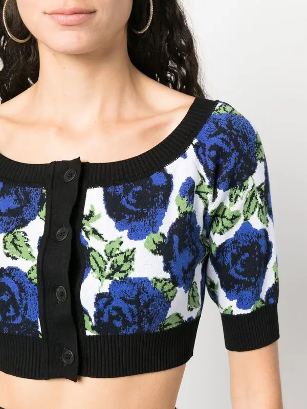 Philosophy Di Lorenzo Serafini Rose-print Cropped Cardigan