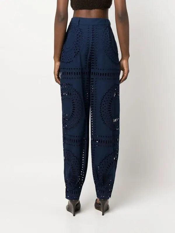 Alberta Ferretti Cut-out High-waisted Trousers - Blue