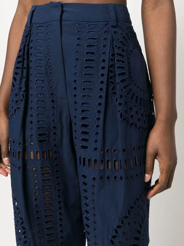 Alberta Ferretti Cut-out High-waisted Trousers - Blue