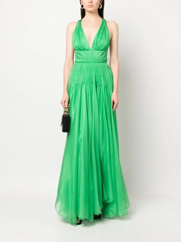 MARIA LUCIA HOHAN Ozana V-neck Gown - Green