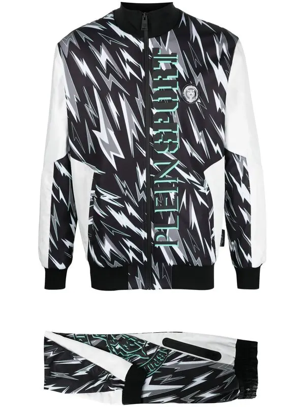 PLEIN SPORT Lightning Bolt-print Track Suit - Black
