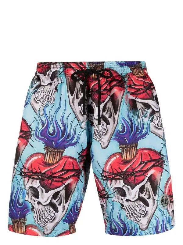Philipp Plein Love Tattoo Swim Shorts - Blue