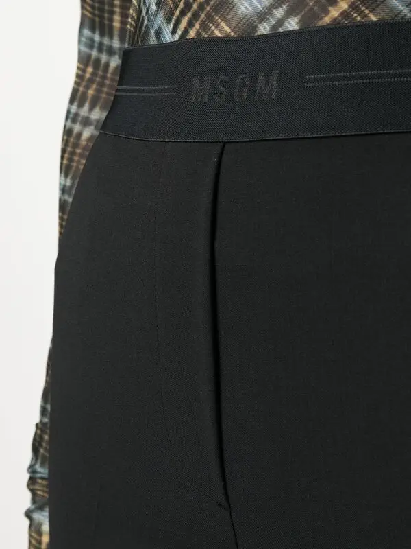 MSGM Logo Waistband Cropped Trousers