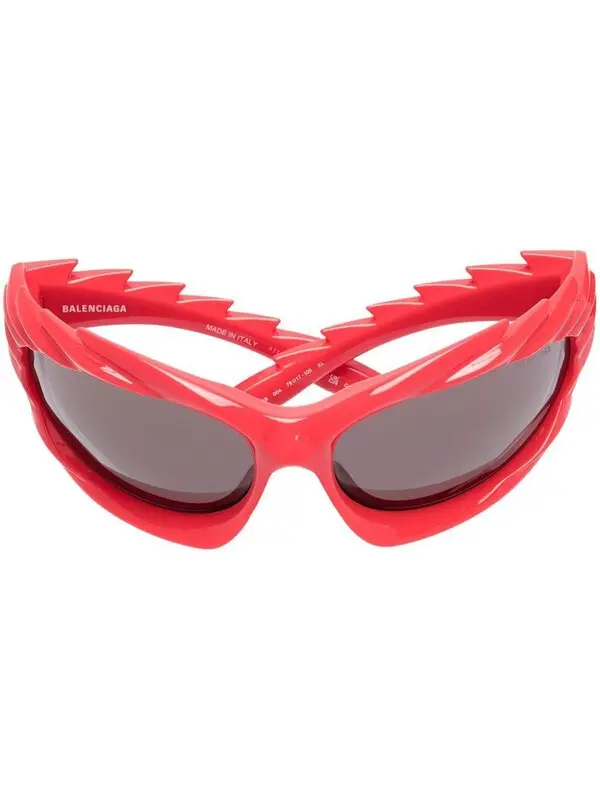 Balenciaga Serrated Geometric-frame Sunglasses - Red