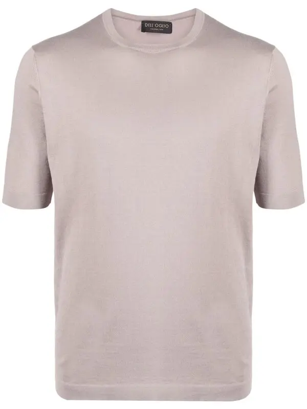 DELL'OGLIO Crew-neck Cotton T-shirt - Brown