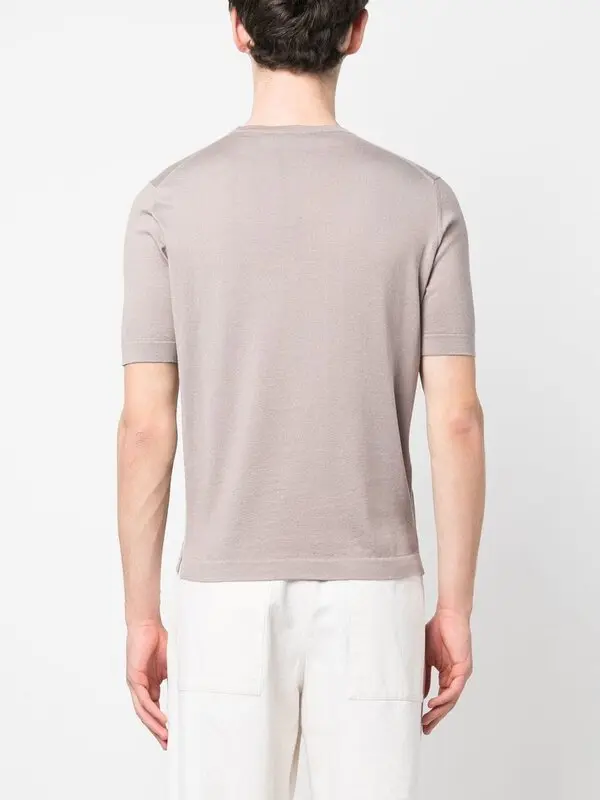 DELL'OGLIO Crew-neck Cotton T-shirt - Brown