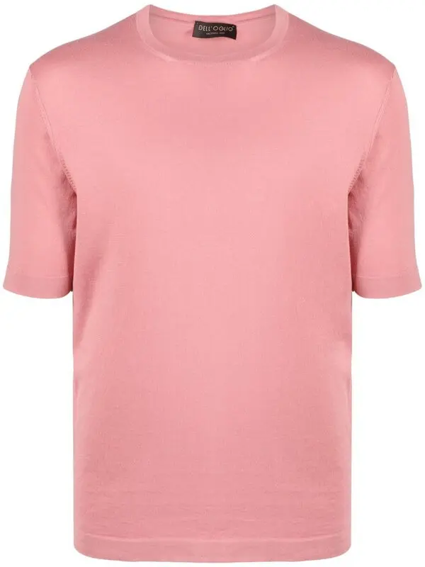 DELL'OGLIO Crew-neck Cotton T-shirt - Pink
