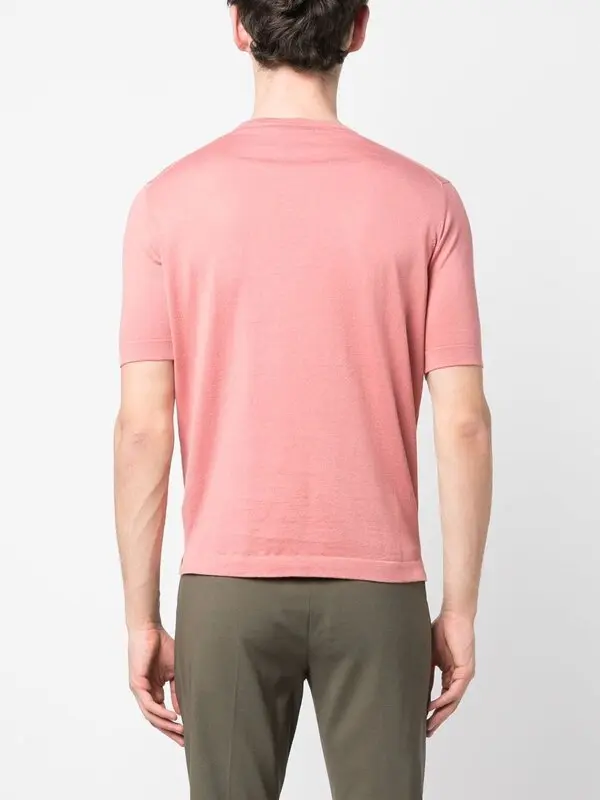 DELL'OGLIO Crew-neck Cotton T-shirt - Pink