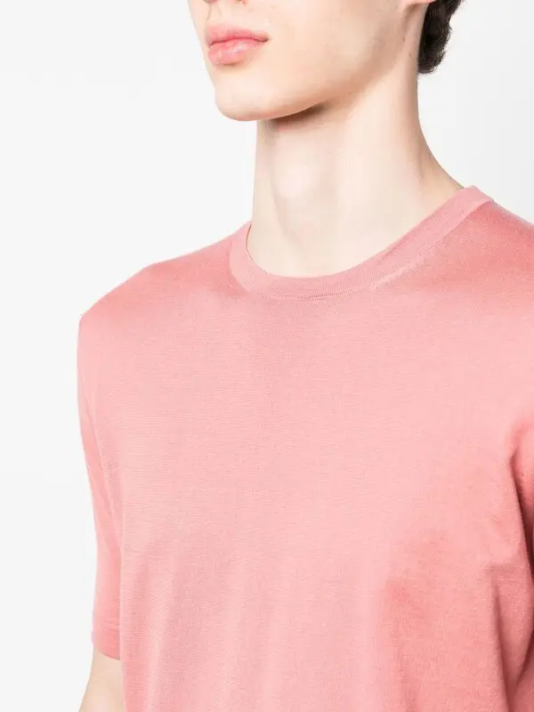 DELL'OGLIO Crew-neck Cotton T-shirt - Pink
