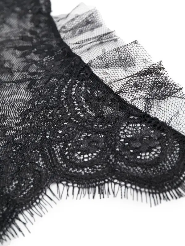 PARLOR Lace Ruffle-trim Fingerless Gloves