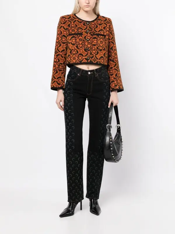 MARINE SERRE Oriental Towels Cropped Jacket - Orange
