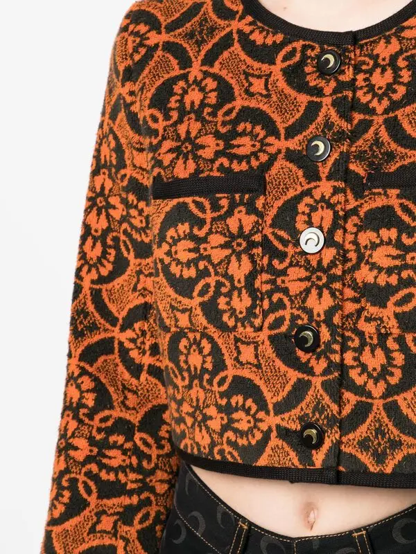 MARINE SERRE Oriental Towels Cropped Jacket - Orange