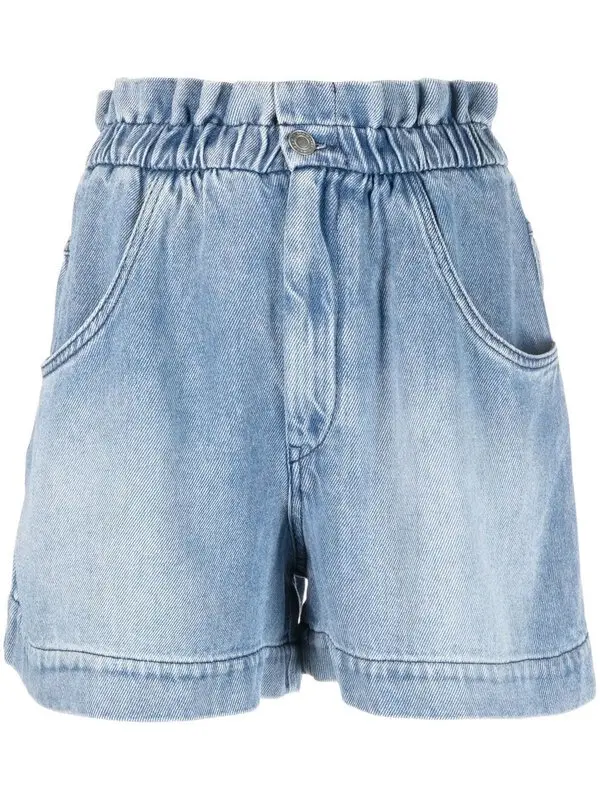 MARANT ETOILE Titea Paperbag Denim Shorts - Blue
