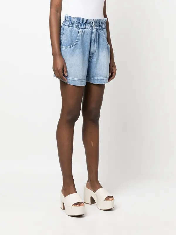 MARANT ETOILE Titea Paperbag Denim Shorts - Blue