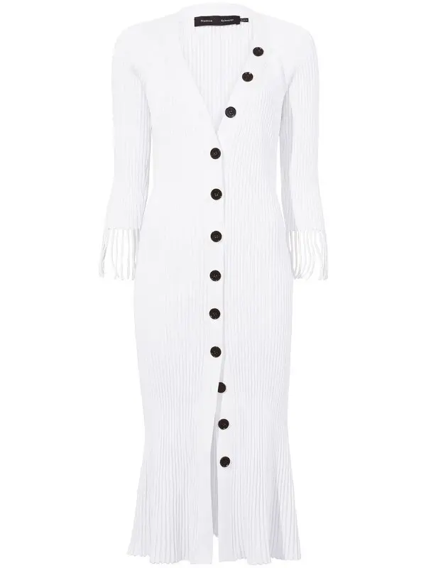 Proenza Schouler Ribbed-knit Buttoned-up Dress