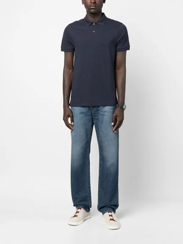Sunspel Short-sleeve Cotton Polo Shirt - Blue