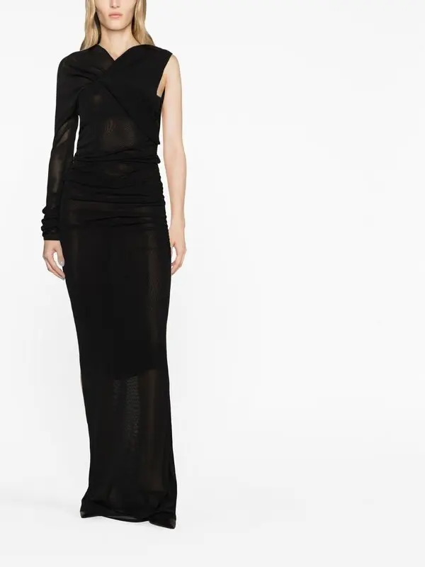 Saint Laurent Semi-sheer One-sleeve Long Dress