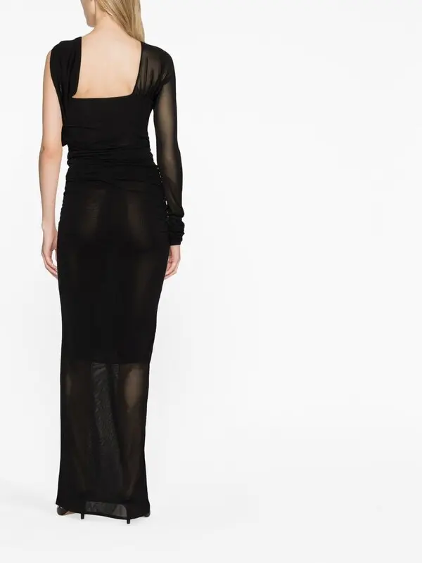 Saint Laurent Semi-sheer One-sleeve Long Dress