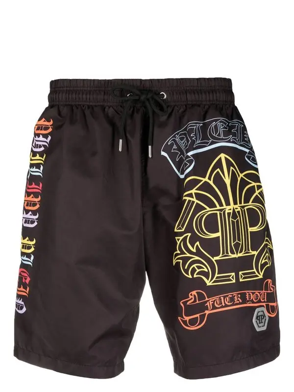 Philipp Plein Logo-print Swim Shorts - Black