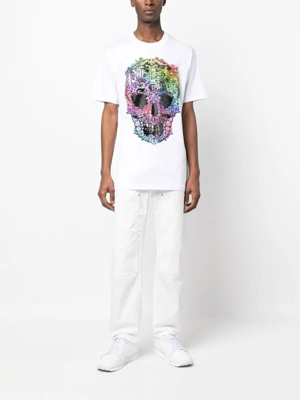 Philipp Plein Rhinestone-embellished Skull-print T-shirt - White