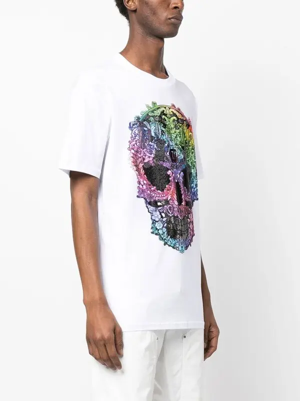 Philipp Plein Rhinestone-embellished Skull-print T-shirt - White