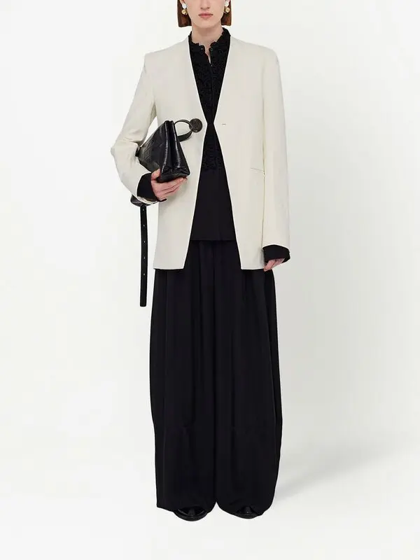 JIL SANDER Ruffle-trim Long-sleeved Shirt - Black