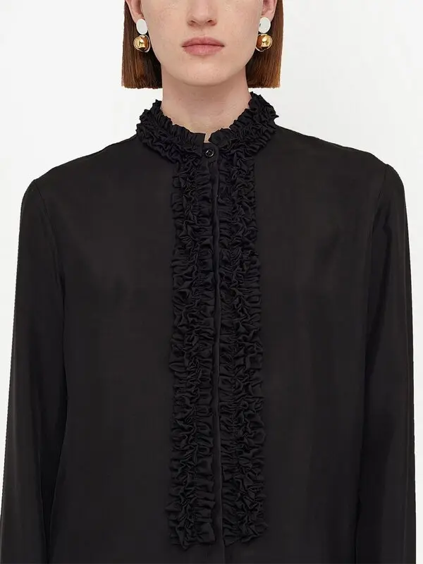 JIL SANDER Ruffle-trim Long-sleeved Shirt - Black