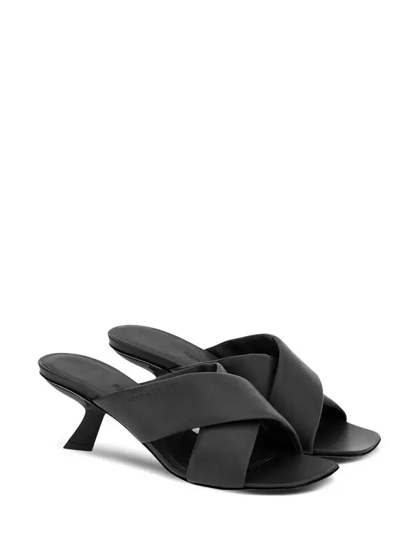 FERRAGAMO Crossover-strap Lambskin Mules - Black