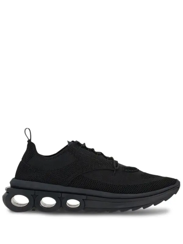 FERRAGAMO Gancini Sole Knit Sneakers - Black