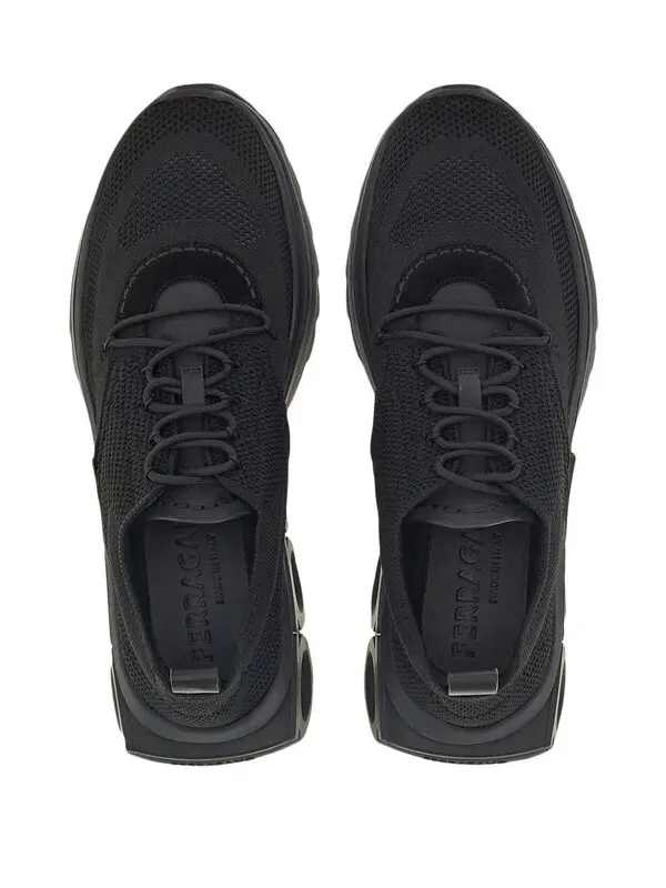 FERRAGAMO Gancini Sole Knit Sneakers - Black