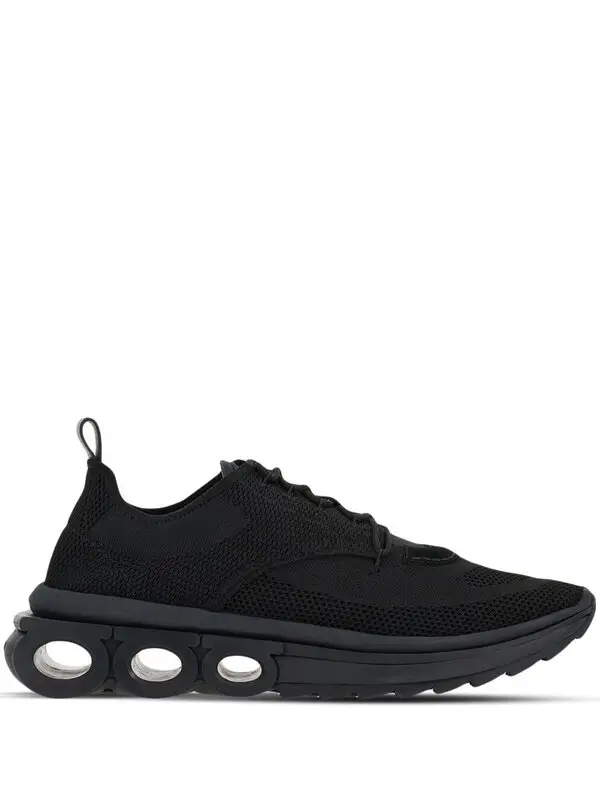 FERRAGAMO Gancini Plaque Low-top Sneakers - Black