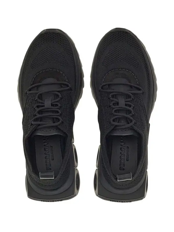 FERRAGAMO Gancini Plaque Low-top Sneakers - Black