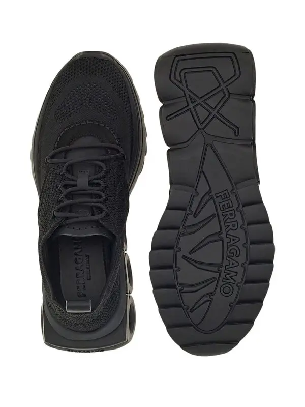 FERRAGAMO Gancini Plaque Low-top Sneakers - Black